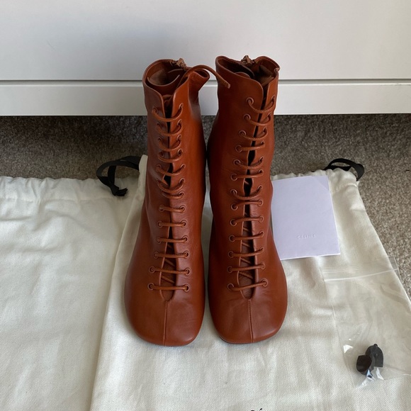 Celine | Shoes | Celine Glove Lace Boots Rust Laced Booties Spring8 ...